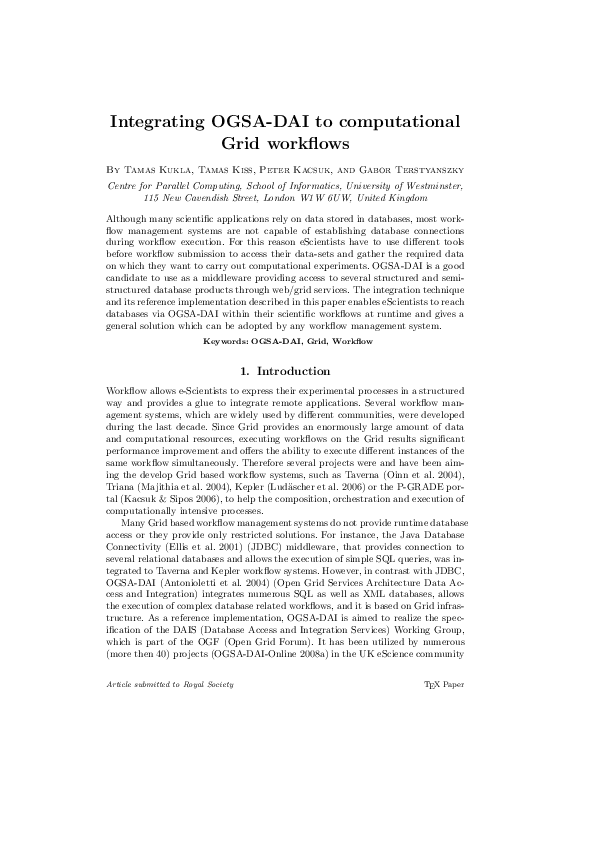 (PDF) Integrating OGSA-DAI to computational Grid workflows