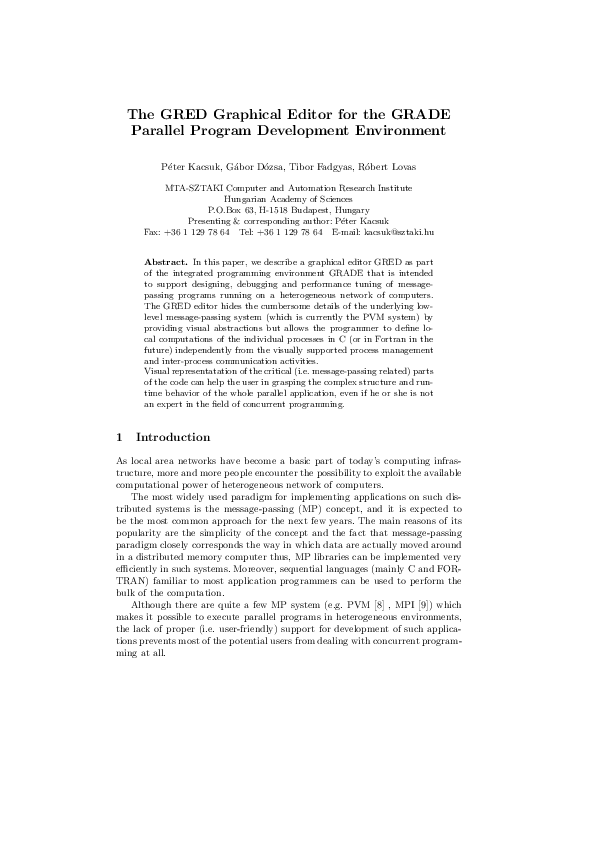 (PDF) The GRED graphical editor for the GRADE parallel program ...