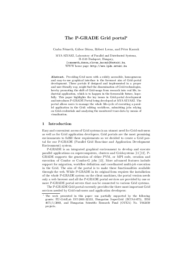 (PDF) The P-GRADE Grid Portal