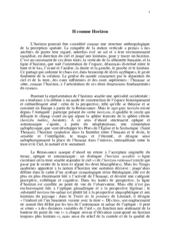 (PDF) H comme Horizon