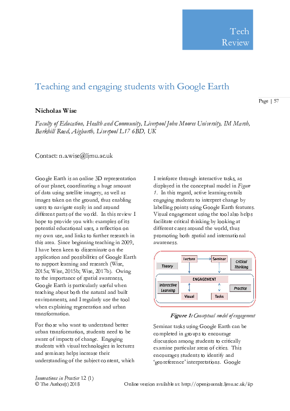 (PDF) Teaching and engaging students with Google Earth