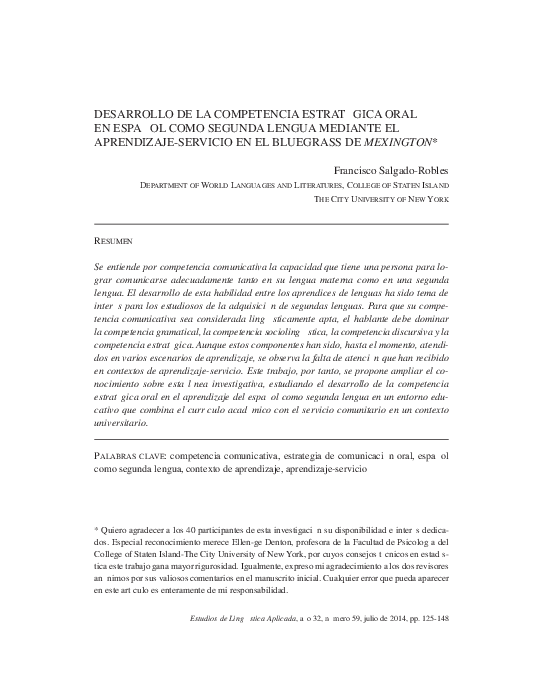 (PDF) Desarrollo de la competencia estratégica oral en español como ...