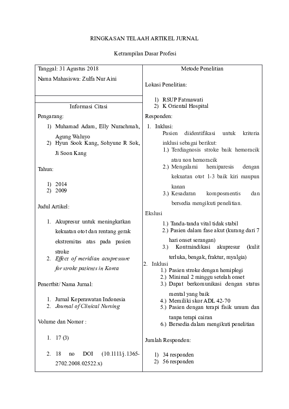 (DOC) RINGKASAN TELAAH ARTIKEL JURNAL