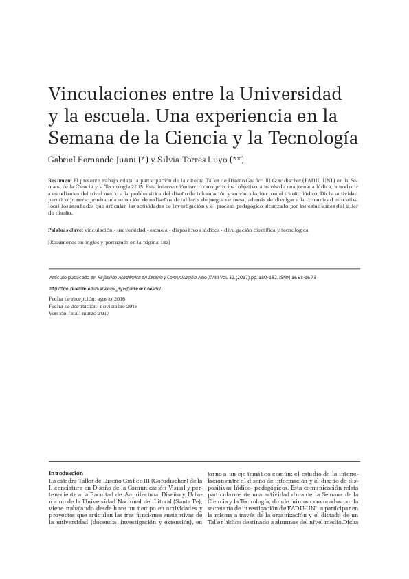 (PDF) Vinculaciones entre la Universidad y la escuela. Una experiencia ...