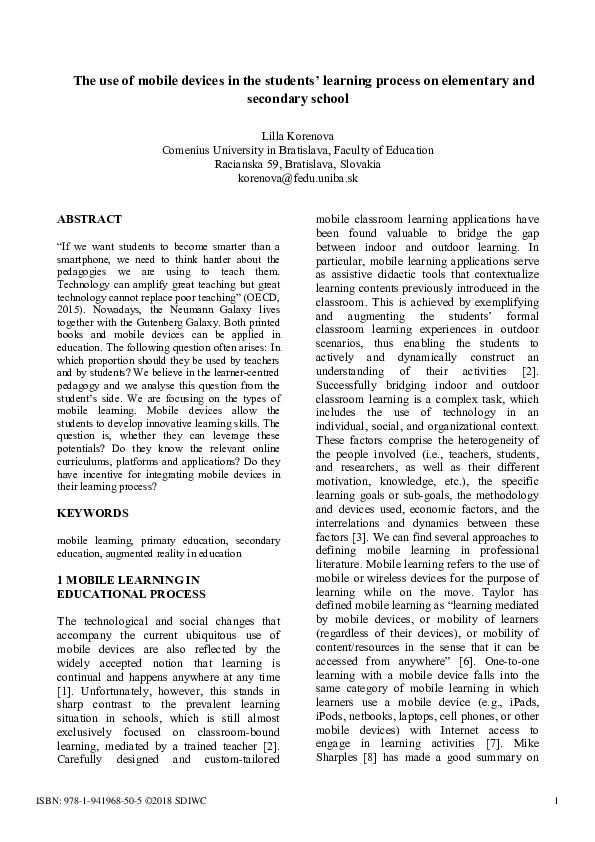 (PDF) The use of mobile devices in the students' learning process on ...