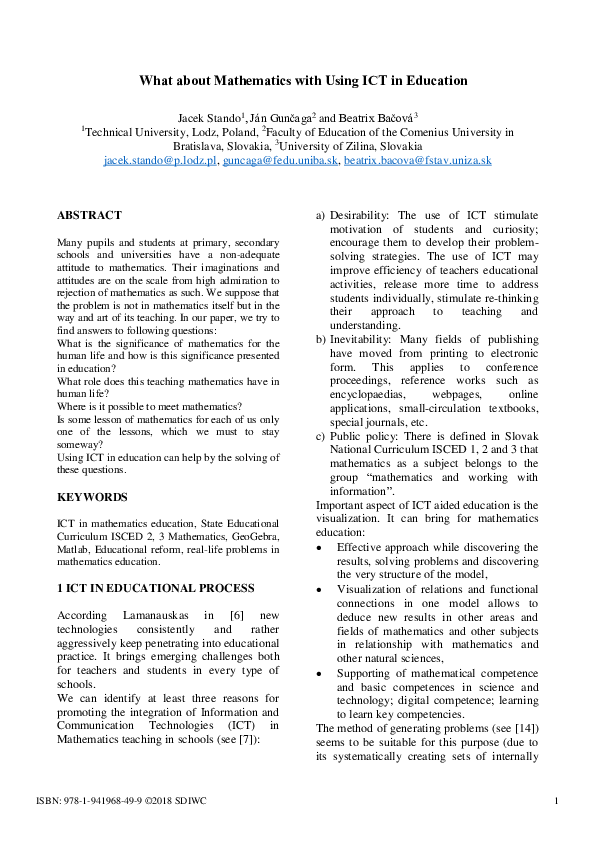 (PDF) What about Mathematics with Using ICT in Education