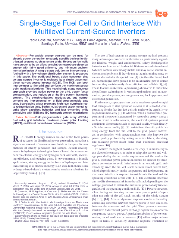 Pdf Single Stage Fuel Cell To Grid Interface With Multilevel Current Source Inverters