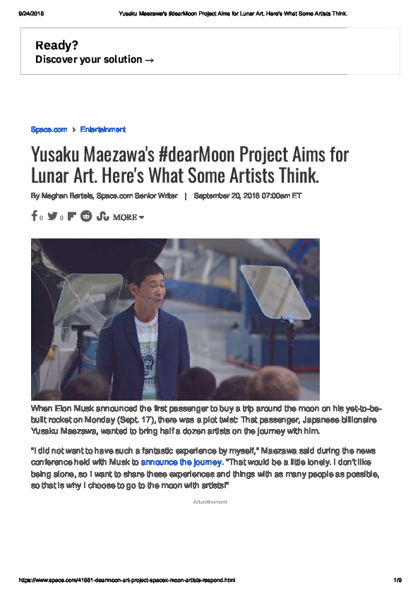 (PDF) Yusaku Maezawa's #dearMoon Project Aims for Lunar Art. Here's ...