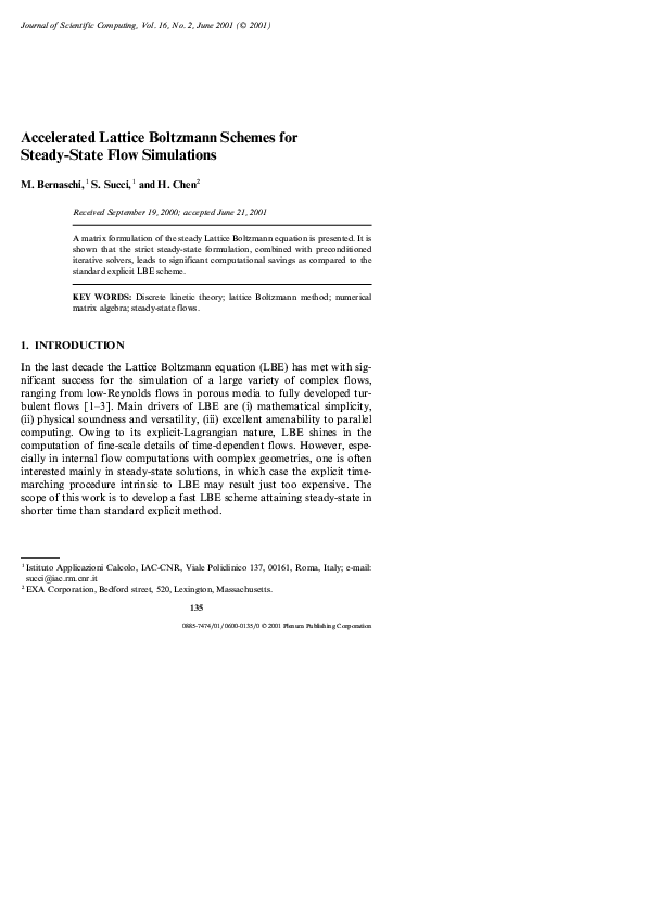 (PDF) Accelerated lattice Boltzmann schemes for steady-state flow simulations