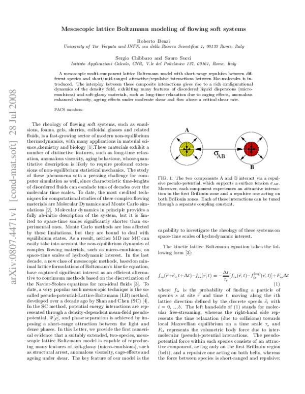(PDF) Mesoscopic Lattice Boltzmann Modeling of Flowing Soft Systems