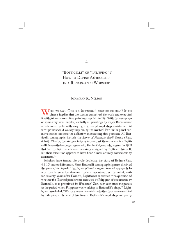 (PDF) “‘Botticelli’ or ‘Filippino’? How to Define Authorship in a ...