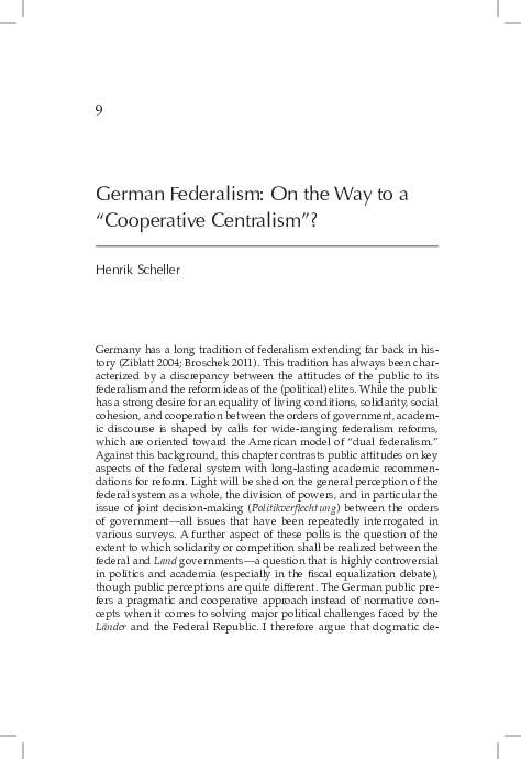 (PDF) German Federalism: On the Way to a " Cooperative Centralism