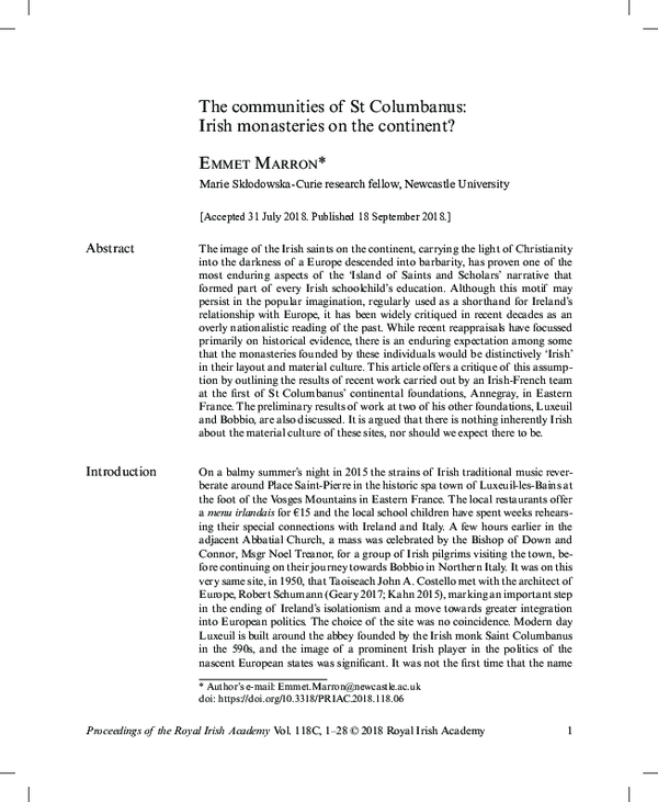 (PDF) 2018 The communities of St Columbanus: Irish monasteries on the ...