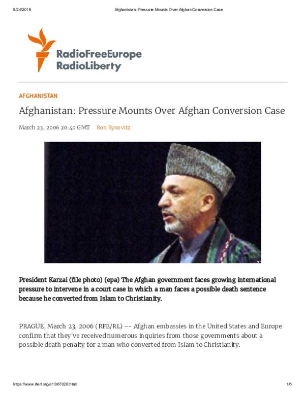 (PDF) Afghanistan: Pressure Mounts Over Afghan Conversion Case