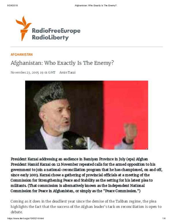 (PDF) Afghanistan: Who Exactly Is The Enemy