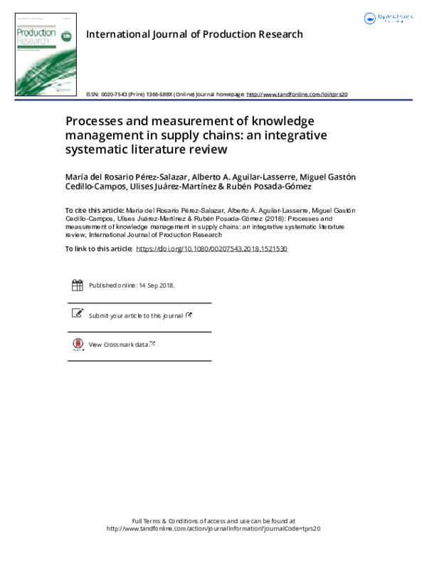 (PDF) Processes and measurement of knowledge management in supply ...