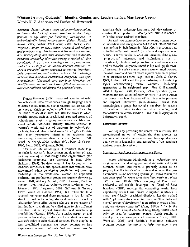 (PDF) "Outcast Among Outcasts": Identity, Gender, and Leadership in a ...