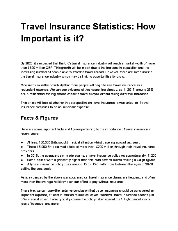 (PDF) Travel Insurance Statistics: How Important is it? Facts & Figures