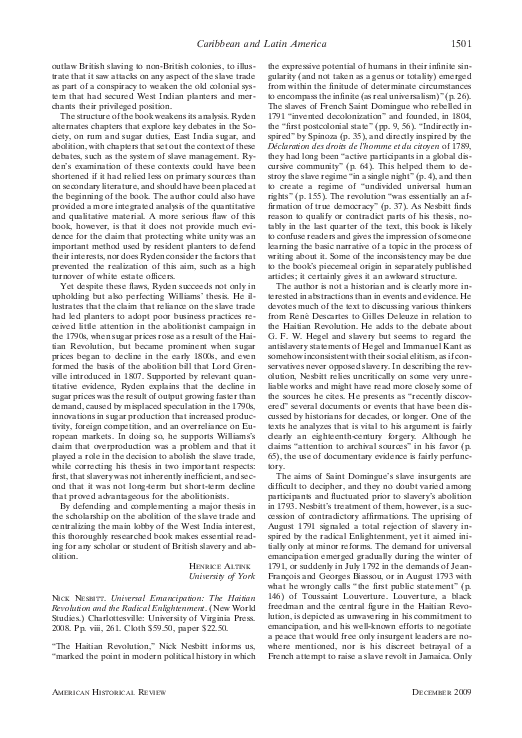 (PDF) Review of Nick_Nesbitt, Universal Emancipation