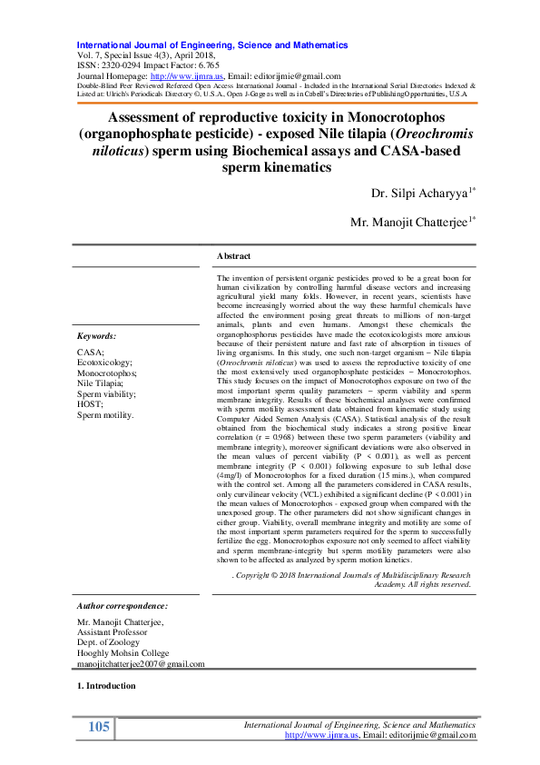 (PDF) Assessment of reproductive toxicity in Monocrotophos ...