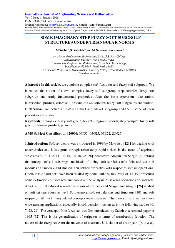 (PDF) SOME IMAGINARY STEP FUZZY SOFT SUBGROUP STRUCTURES UNDER ...