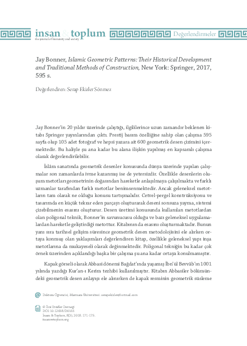 (PDF) Jay Bonner, Islamic Geometric Patterns: Their Historical ...