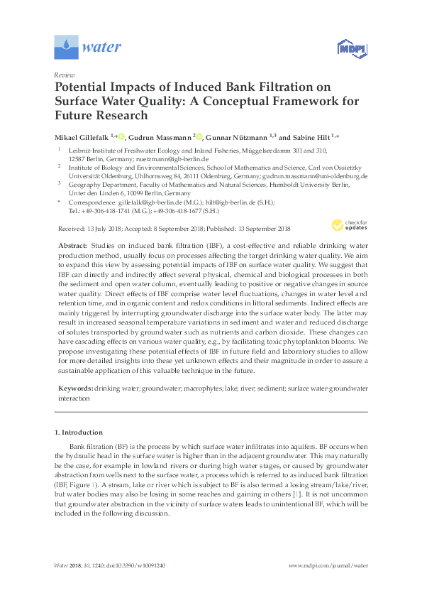 (PDF) Potential Impacts of Induced Bank Filtration on Surface Water ...