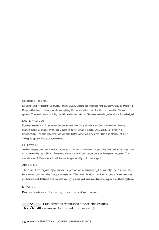 (PDF) A schematic comparison of regional human rights systems: An update