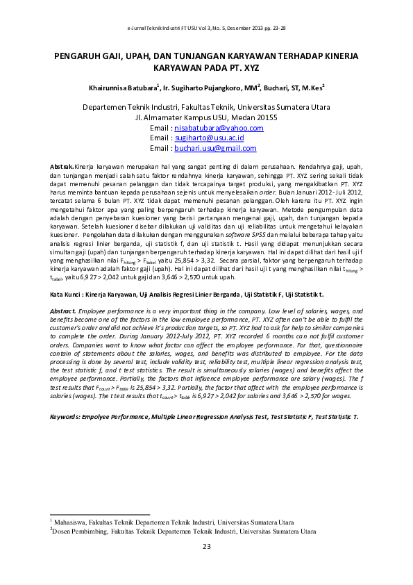 Pdf Multiple Linear Regression Analysis Test Test Statistic F Test