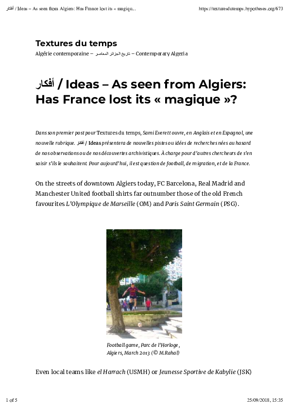 (PDF) As seen from Algiers: Has France lost its “magique”?