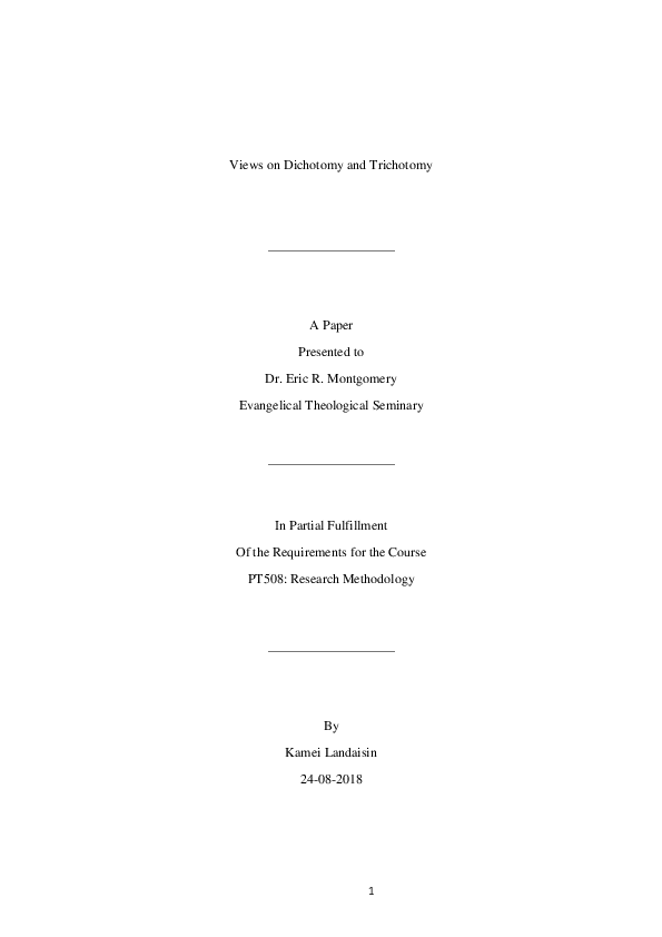 (PDF) Views on Dichotomy and Trichotomy