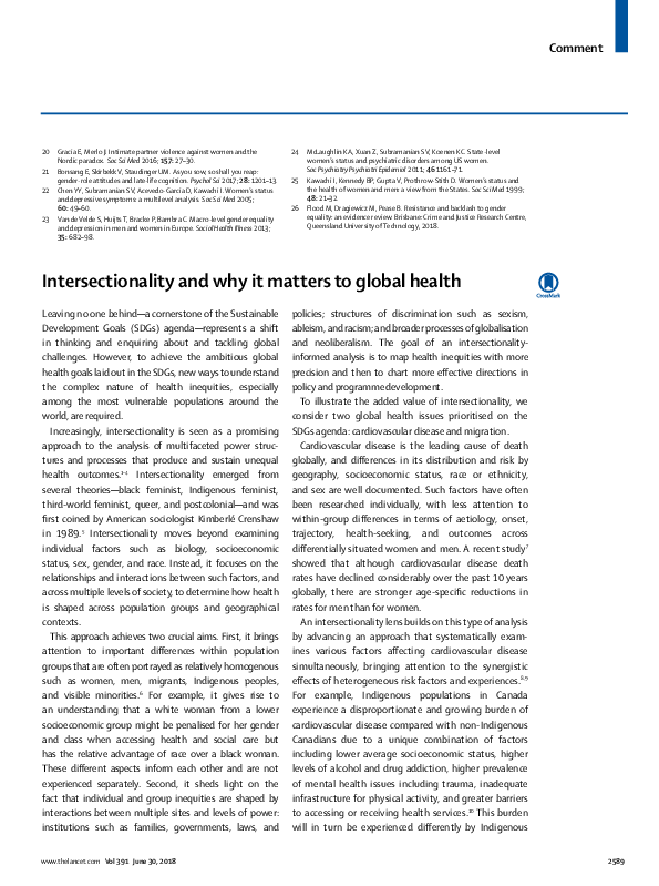 (PDF) Intersectionality and why it matters to global health