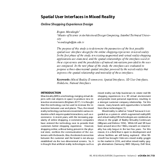 (PDF) Spatial User Interfaces in Mixed Reality