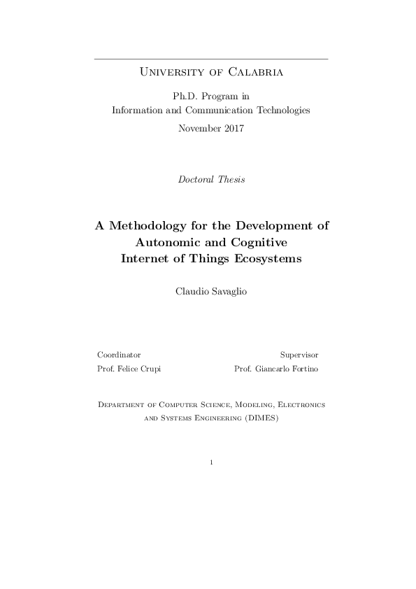 (PDF) A Methodology for the Development of Autonomic and Cognitive Internet of Things Ecosystems