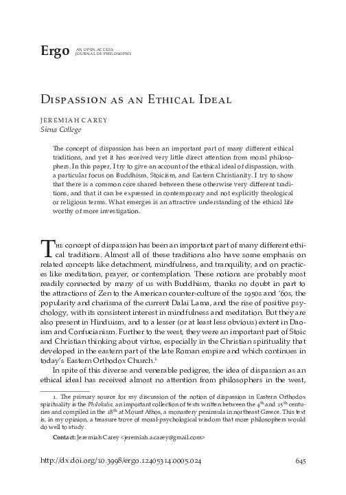 (PDF) Dispassion as an Ethical Ideal