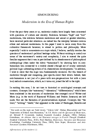 (PDF) Modernism in the Era of Human Rights