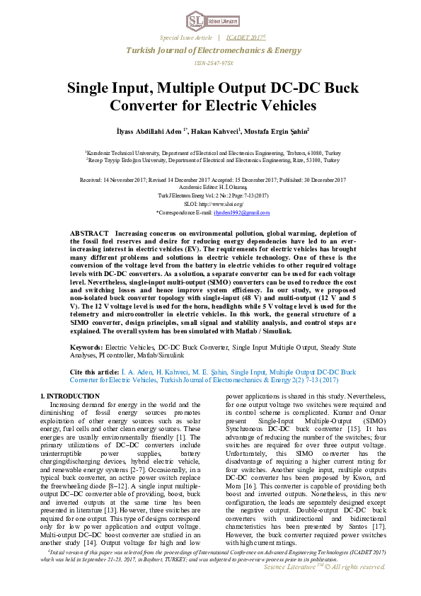 (PDF) Single Input, Multiple Output DC-DC Buck Converter for Electric ...