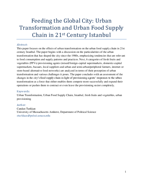(DOC) Feeding the Global City: Urban Transformation and Urban Food ...
