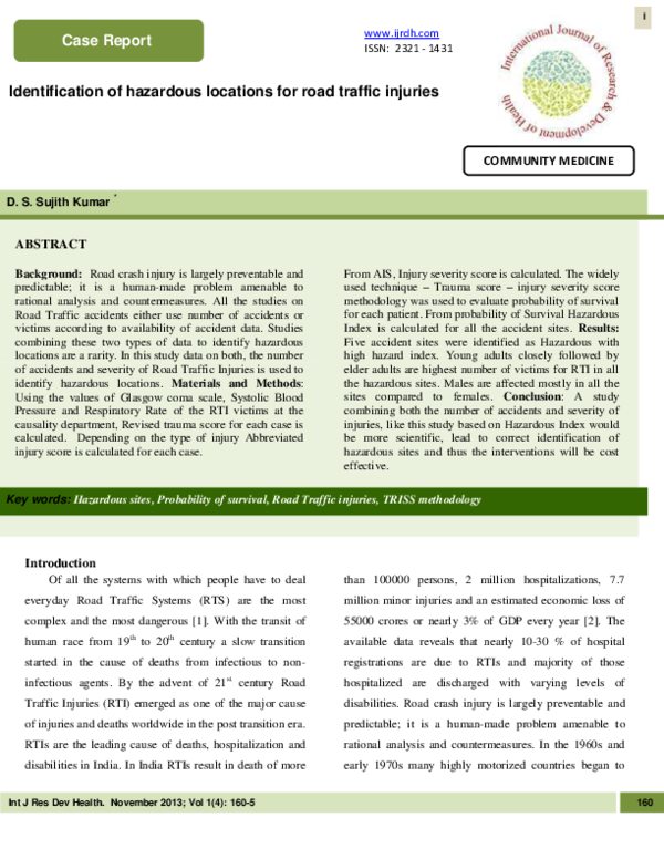 (PDF) Hazardous locations for RTA