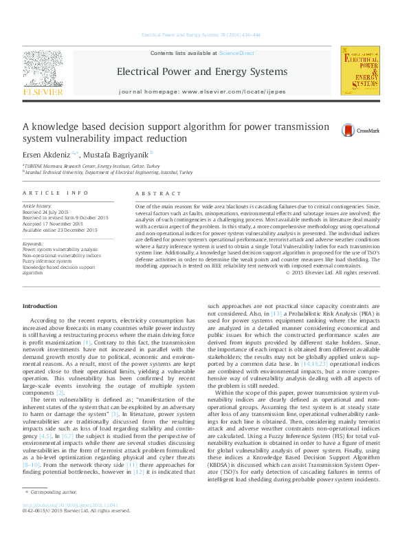 (PDF) A knowledge based decision support algorithm for power transmission system vulnerability ...