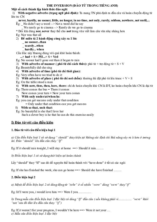 (DOC) THE INVERSION (Đ O T TRONG TI NG ANH