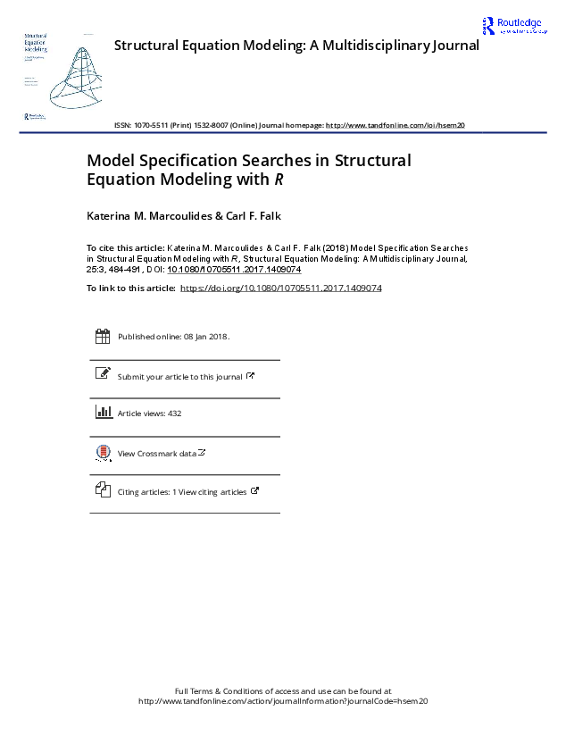 Pdf Specification Searches In Structural Equation Modeling With R