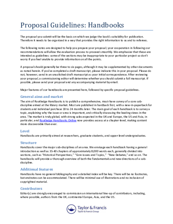 (PDF) Proposal Guidelines: Handbooks & Companions