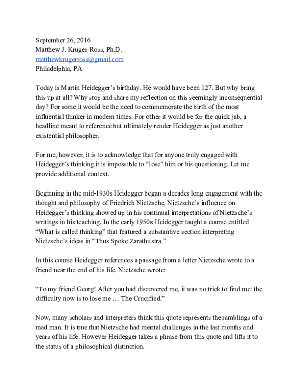 (PDF) Heidegger Birthday 2016 | Matthew Kruger-Ross - Academia.edu