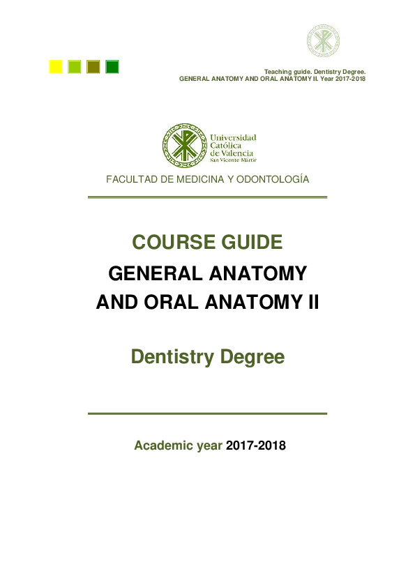 (PDF) Teaching guide. Dentistry Degree. GENERAL ANATOMY AND ORAL ...