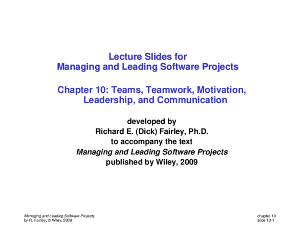 (PDF) Lecture Slides for Lecture Slides for Managing and Leading ...