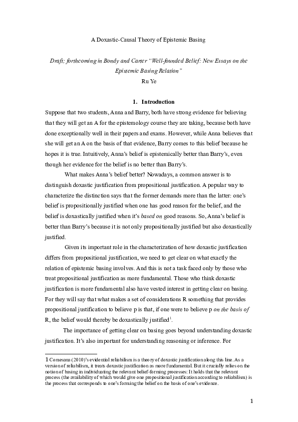 (DOC) A Doxastic-Causal Theory of Epistemic Basing