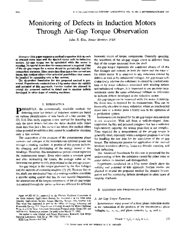 (PDF) Monitoring of Defects in Induction Motors Through Air-Gap Torque ...