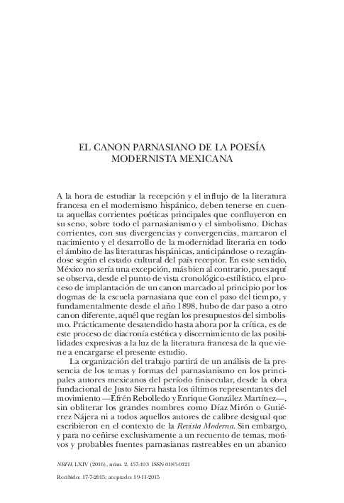 (PDF) El canon parnasiano de la poesía modernista mexicana