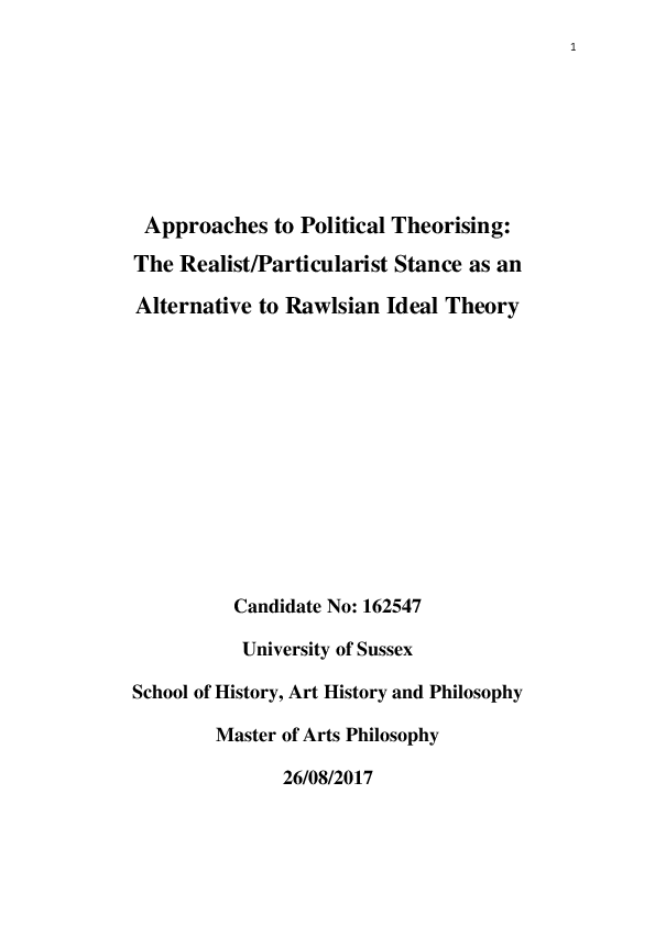 (PDF) The Realist Particularist Stance As An Alternative To Rawlsian ...